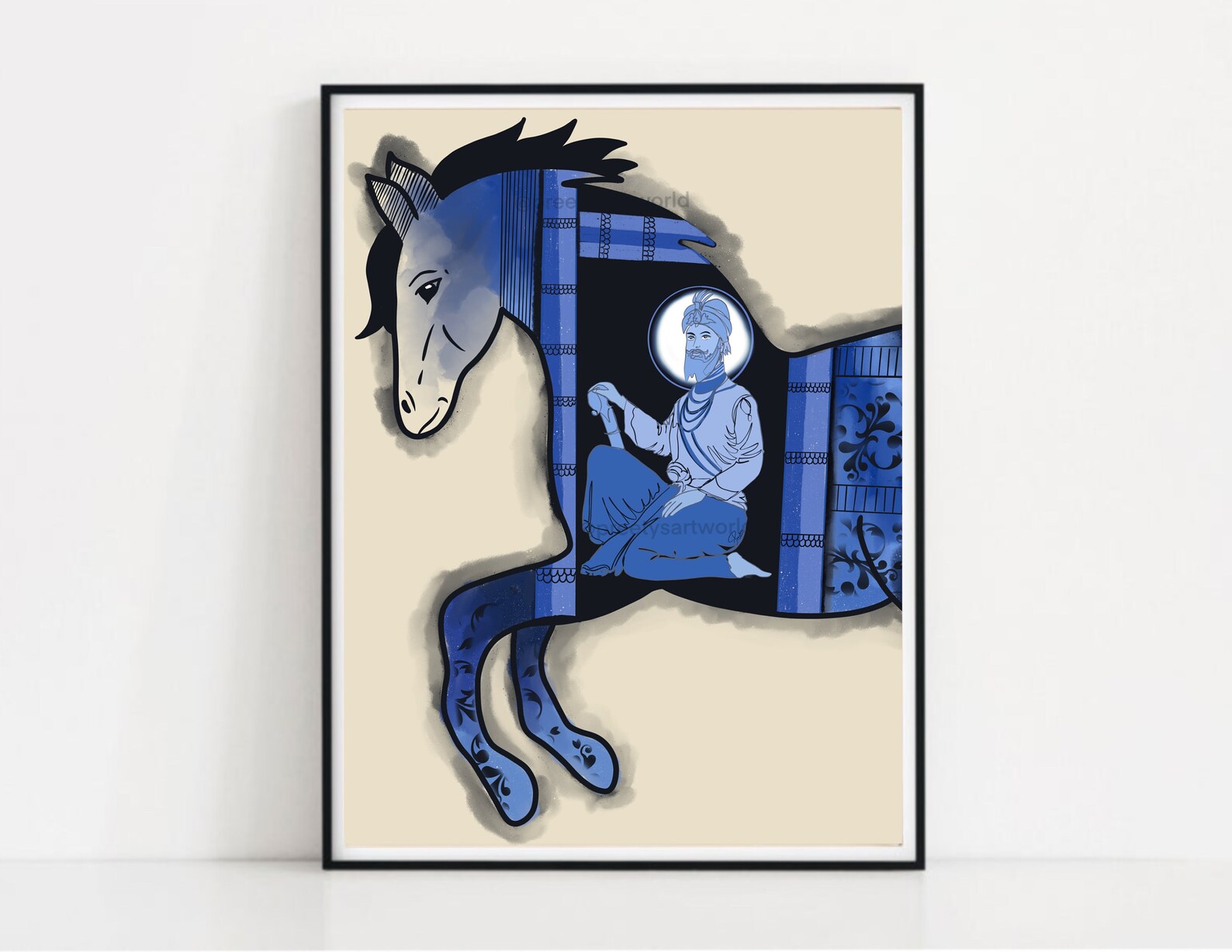 Blue Guru Gobind Singh Ji Sikh Art | Sikhi Home Decor | Indian Punjabi ...