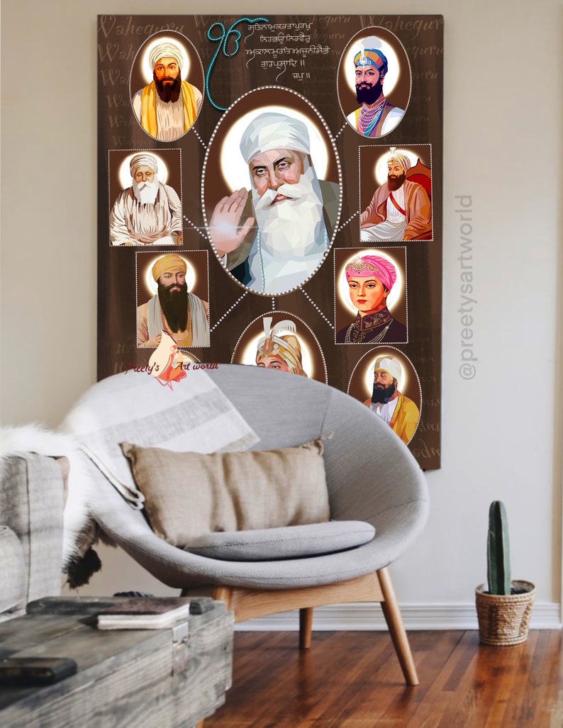 Sikh 10 (ten) Gurus Art Work Poster I Sikh Gurus Portrait I Sikhism I ...