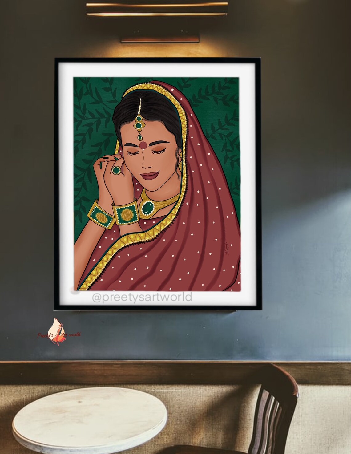 Punjabi Bride Art Print, Printable Indian Wall Art, Indian Woman ...