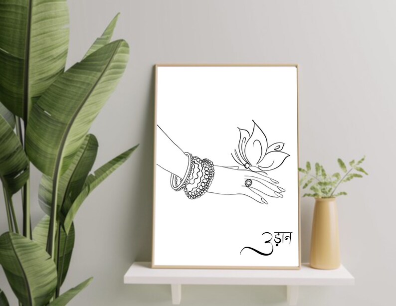 Udaan I Single Line Art Indian Women Hand With Bangles & - Etsy