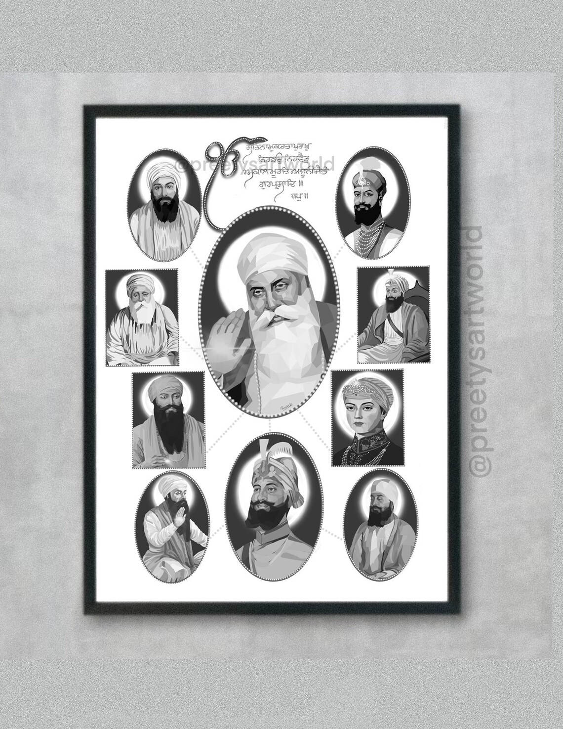 Sikh 10 (ten) Gurus Art Work Poster I Sikh Gurus Portrait I Sikhism I ...