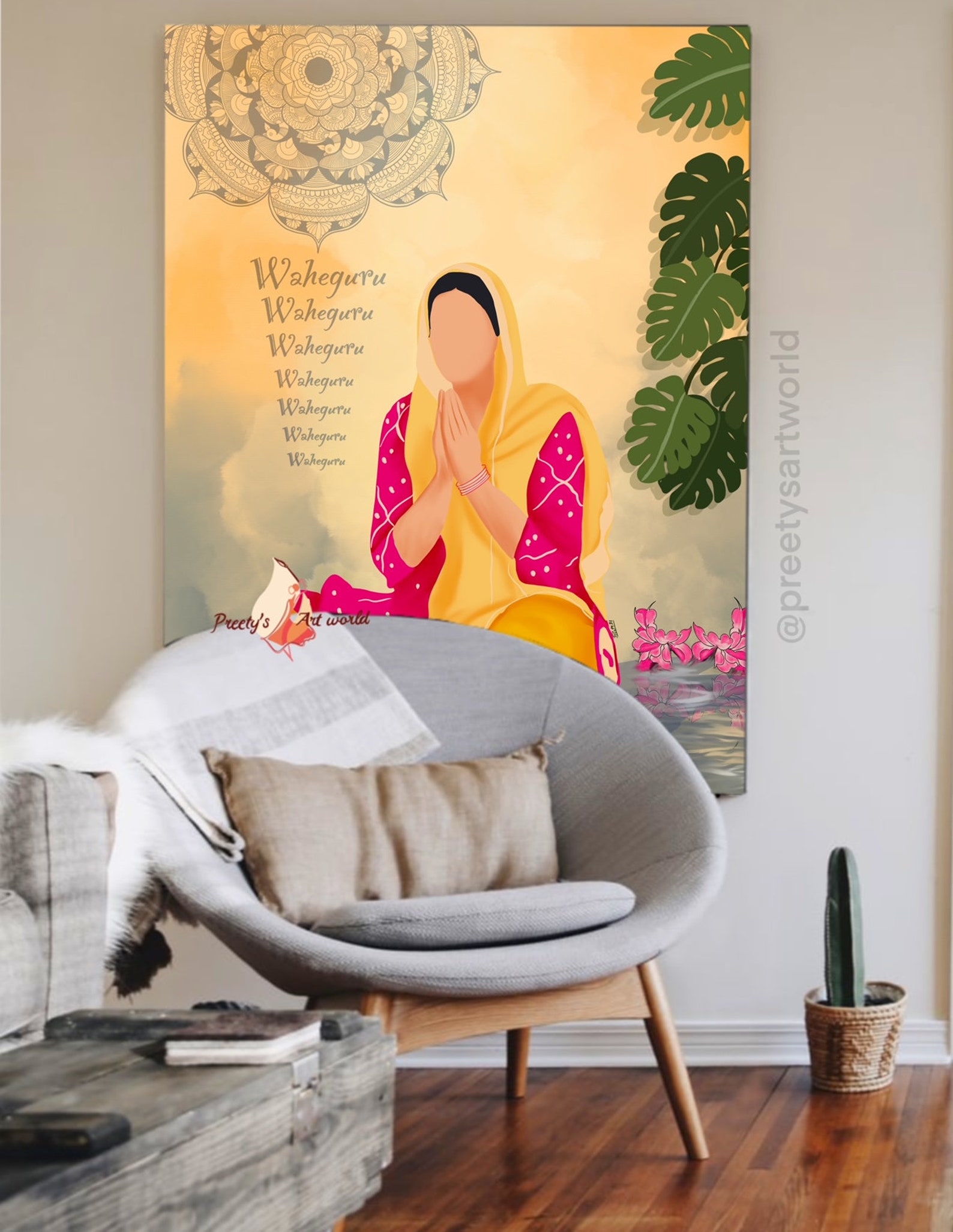 Punjabi Sikh Women Doing Simran Art Print I Punjabi Culture - Etsy