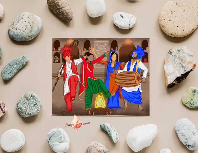 Punjabi Bhangra Gidda Dancer Art Illustration I Balle Balle I | Etsy