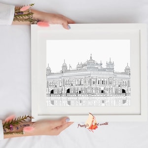 Golden Temple Line Art I Punjabi Wall Art I Harmandir Sahib Gurudwara I ...