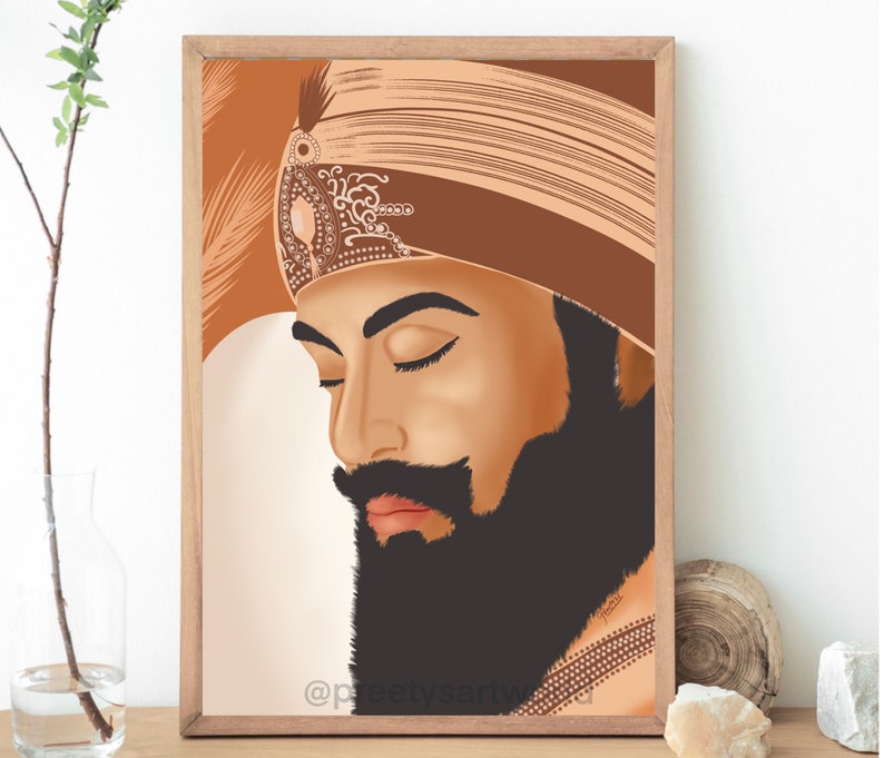 Guru Gobind Singh Ji Boho Art Minimalistic Aesthetic Sikh Home | Etsy