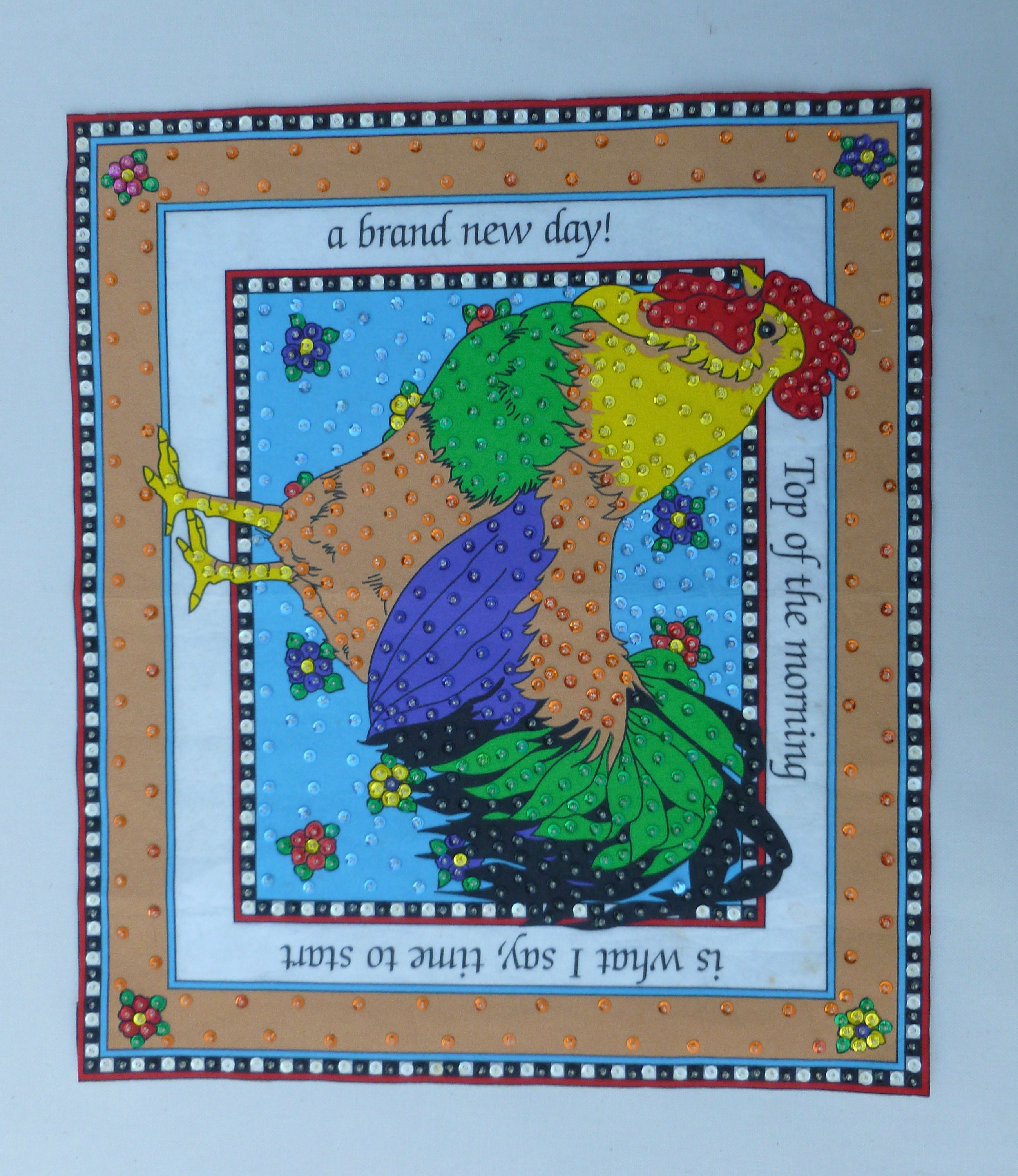 Vintage Felt and Sequin Rooster Wall Hanging top of the - Etsy