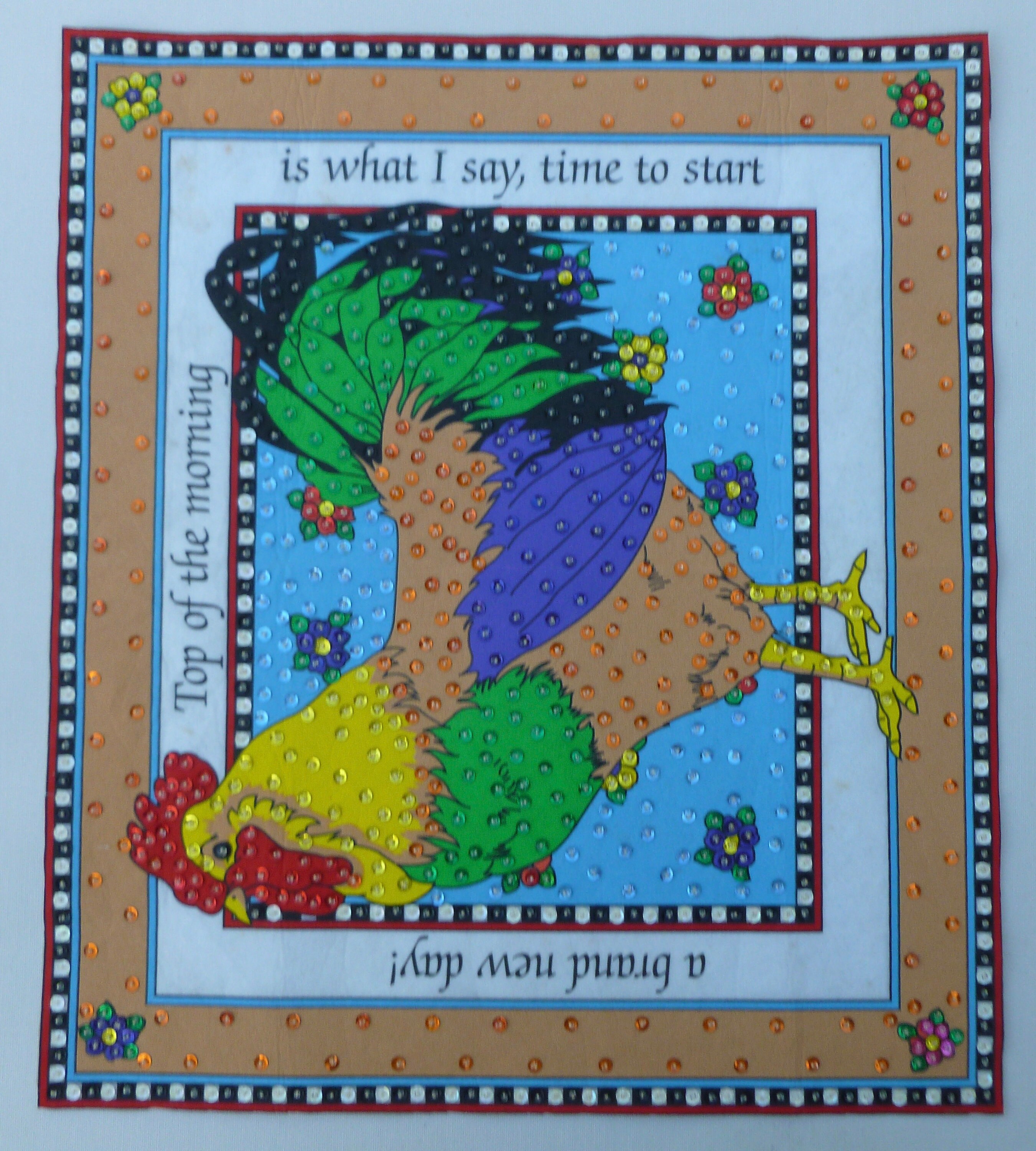 Vintage Felt and Sequin Rooster Wall Hanging, top of the Morning - Etsy