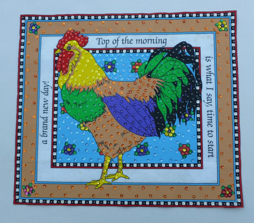 Vintage Felt and Sequin Rooster Wall Hanging, "top of the Morning" - Etsy