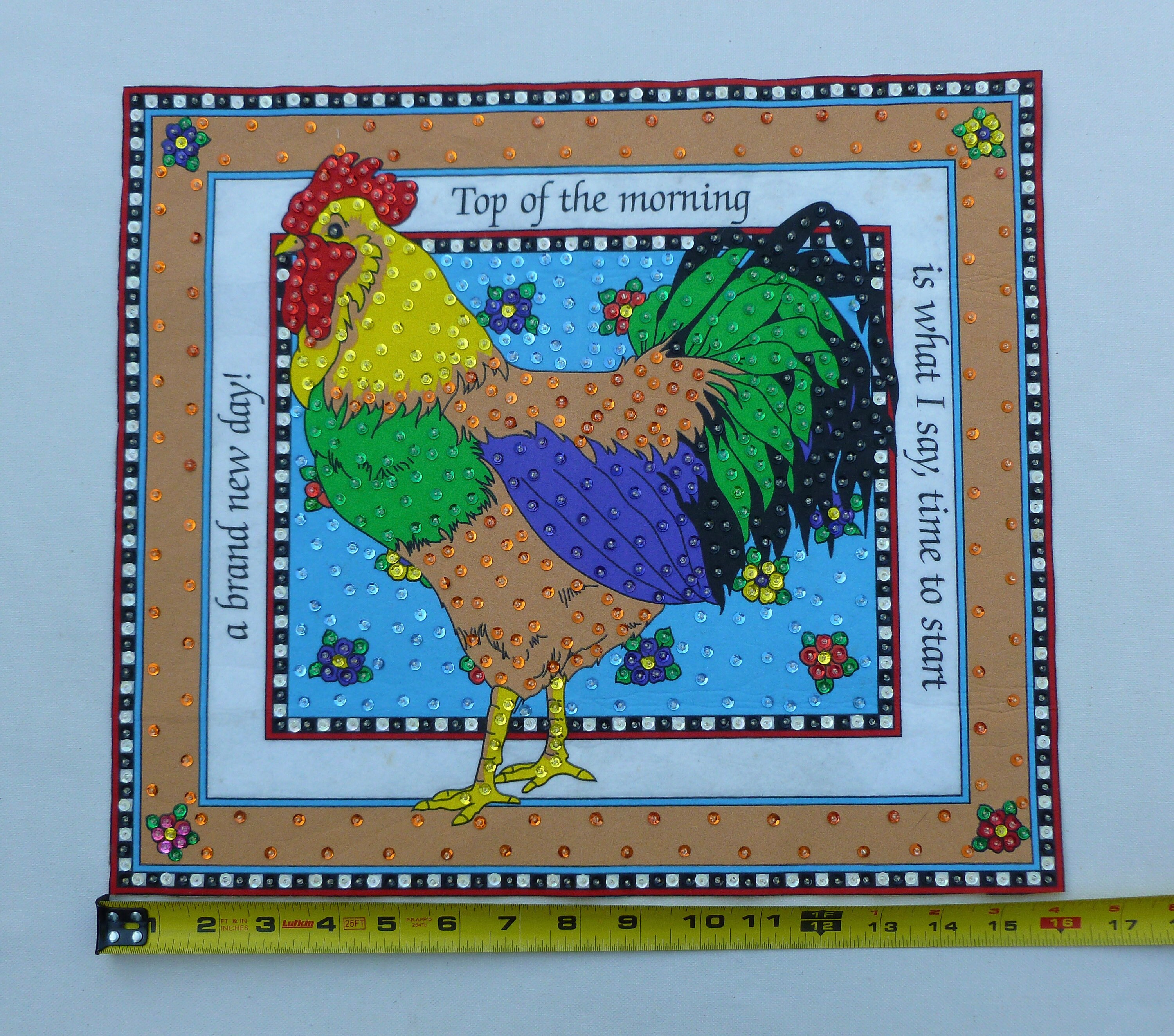Vintage Felt and Sequin Rooster Wall Hanging top of the - Etsy