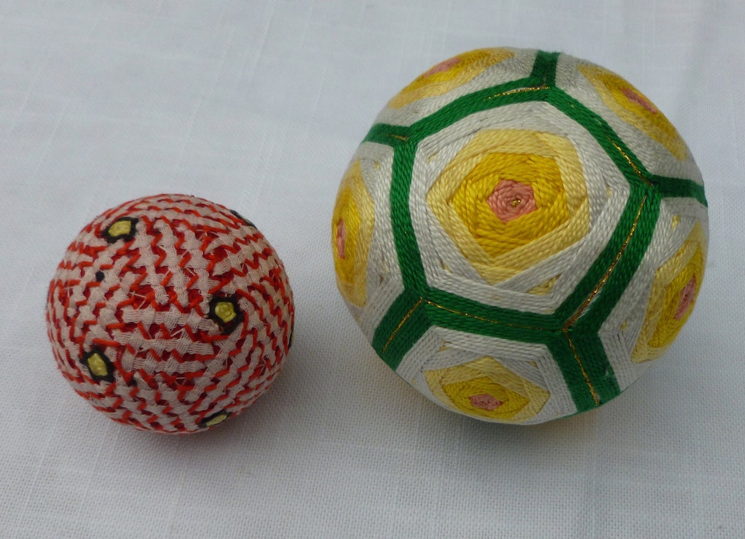 Vintage Japanese Temari Balls 2, Ornamental Intricately Embroidered ...