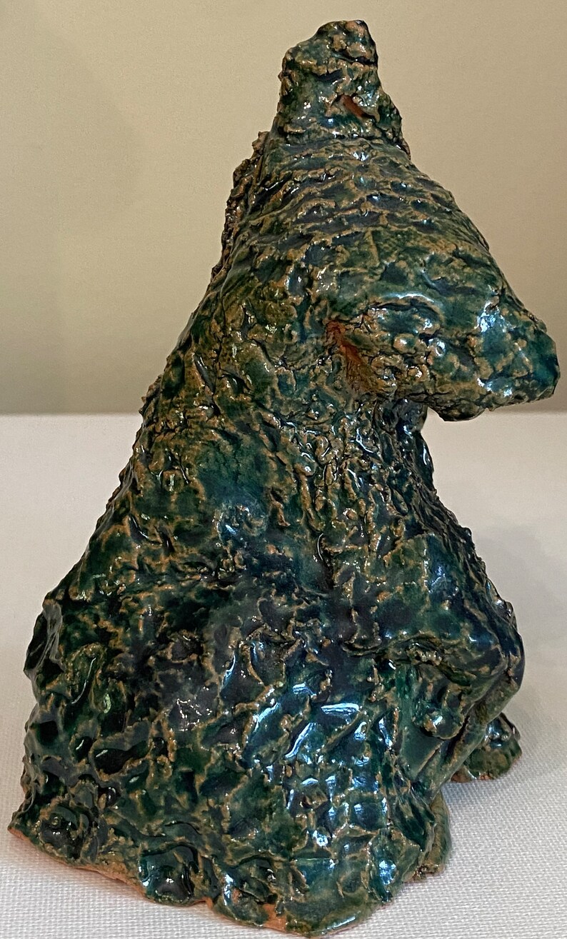 Bending in the Waves, Freeform Clay Sculpture, Green-blue Glaze ...