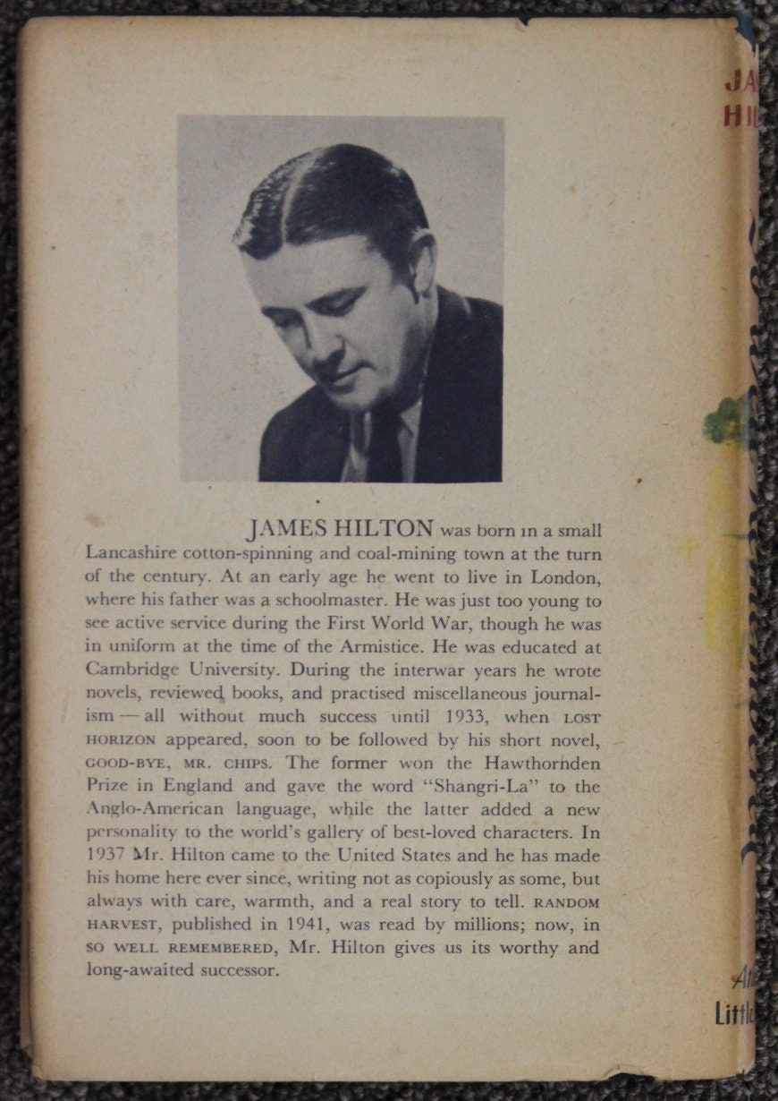 So Well Remembered James Hilton 1945 Little Brown and - Etsy