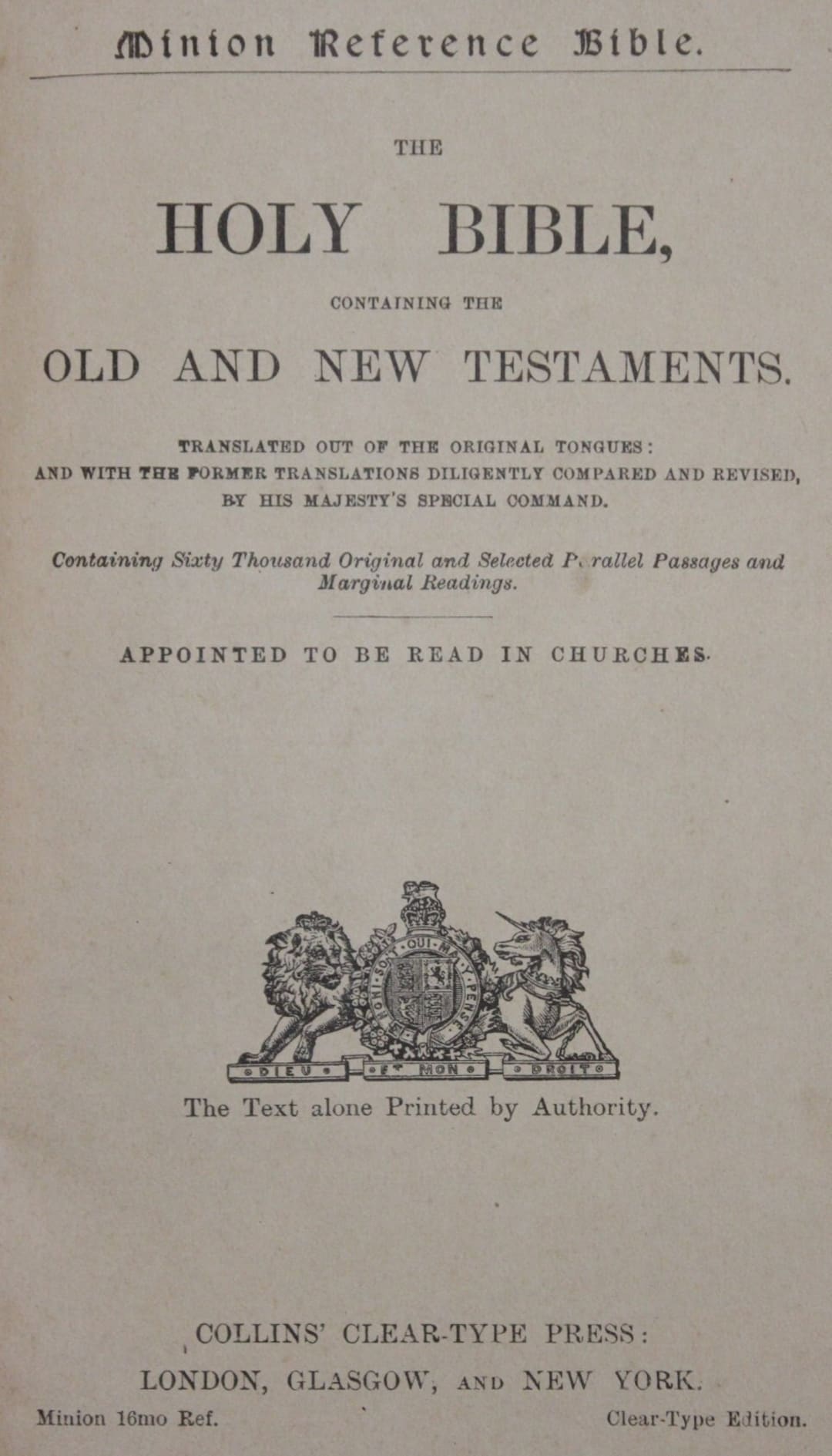 Minion Reference Bible: Collins' Clear-type Press - Etsy