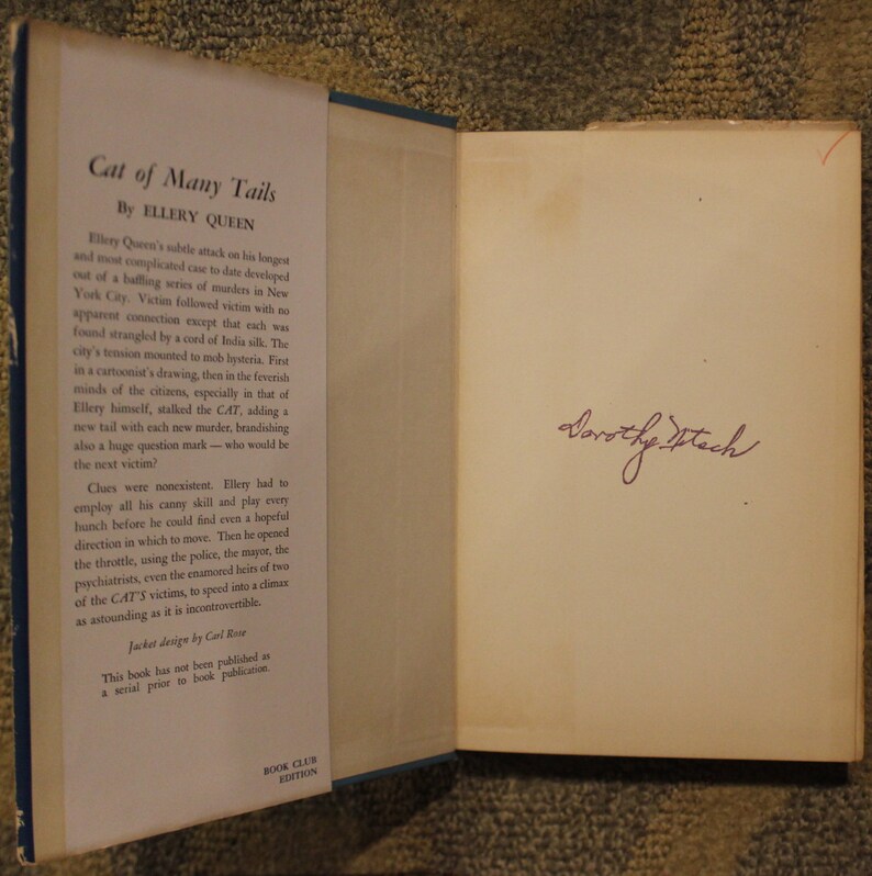 Cat of Many Tails Ellery Queen MCMXLIX 1949 Boston - Etsy