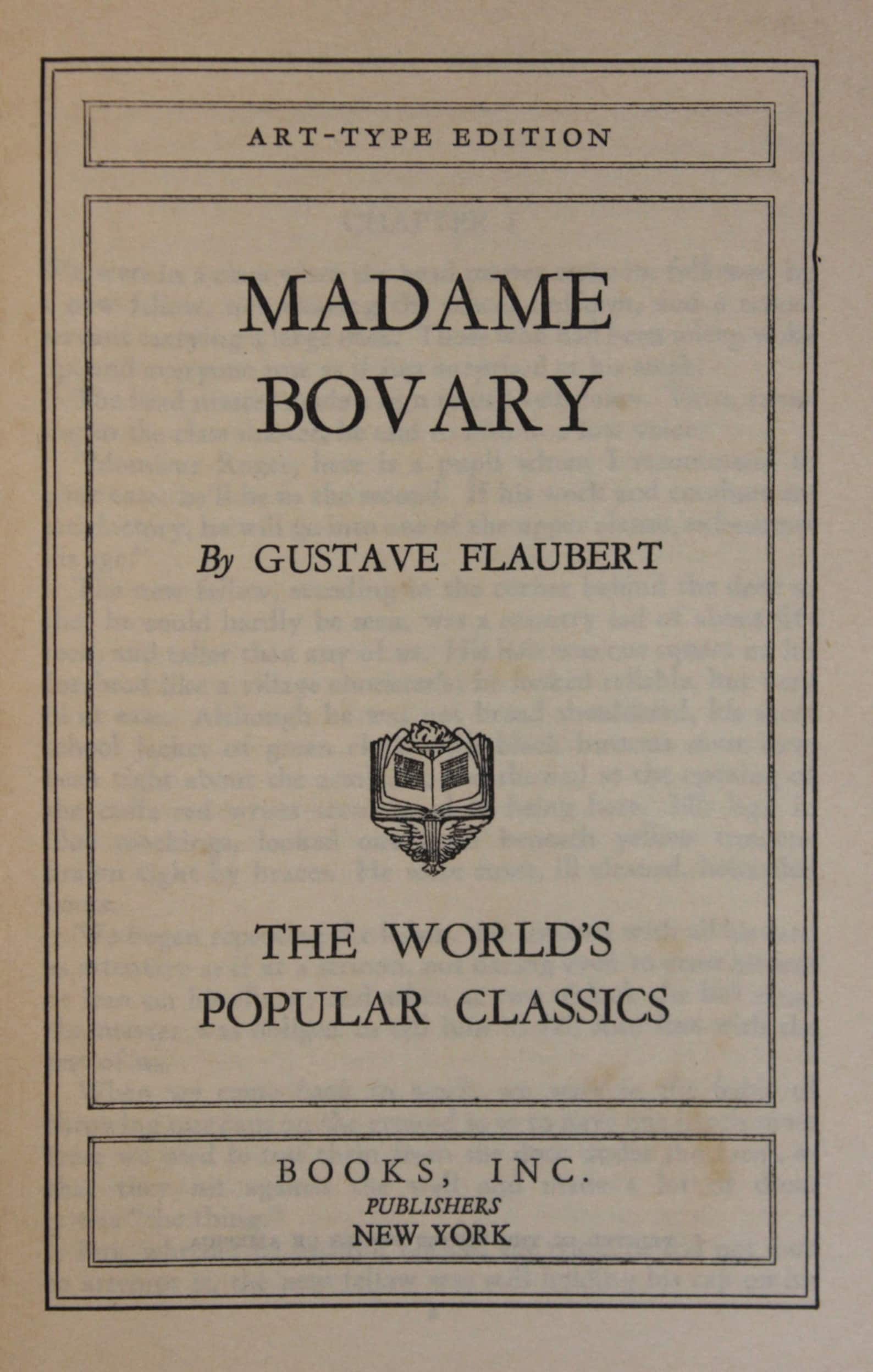 Madame Bovary Art-type Edition Gustave Flaubert books, Inc. Publishers ...