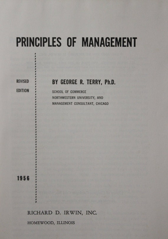 Principles of Management George R. Terry Ph. D. 1957 | Etsy