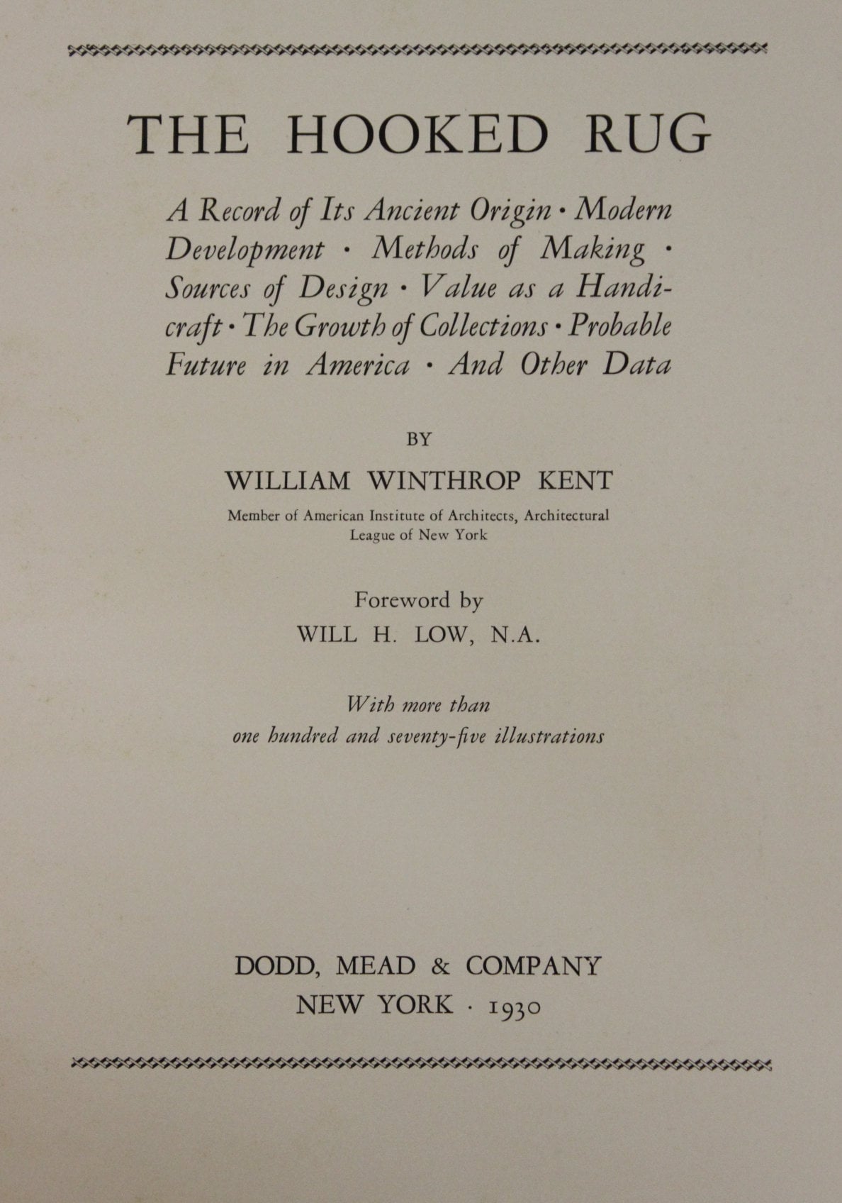 The Hooked Rug William Winthrop Kent 1930, Dodd, Mead & Company - Etsy