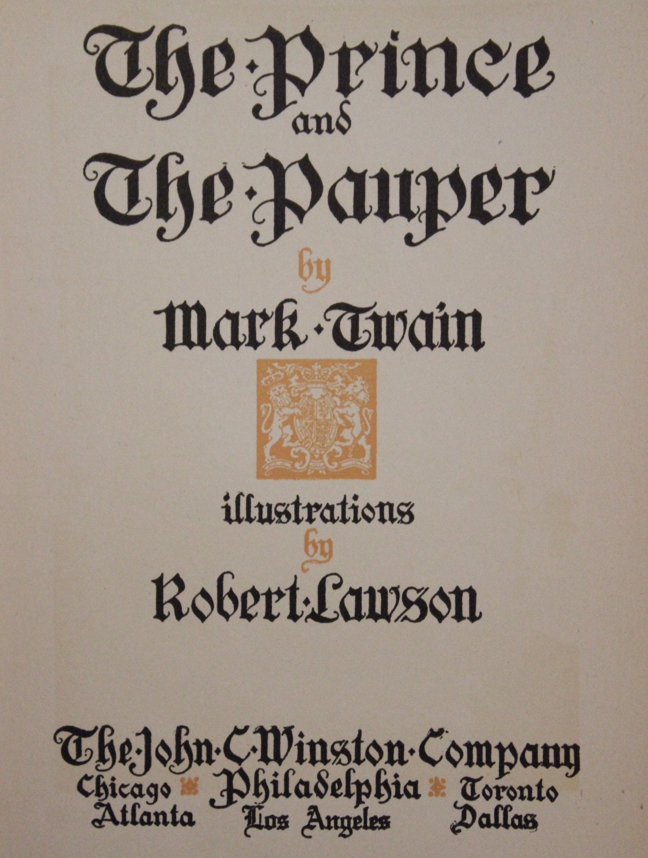 The Prince and the Pauper Mark Twain W/ Illustrations by Robert Lawson ...