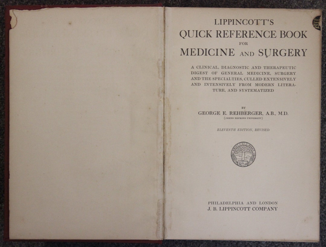 1940 Lippincott's Medicine & Surgery Reference Book, 11th Edition - Etsy