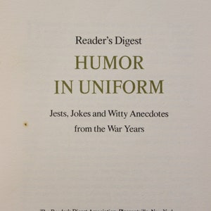 Reader's Digest Humor in Uniform: War Years Jokes (1969) - Etsy