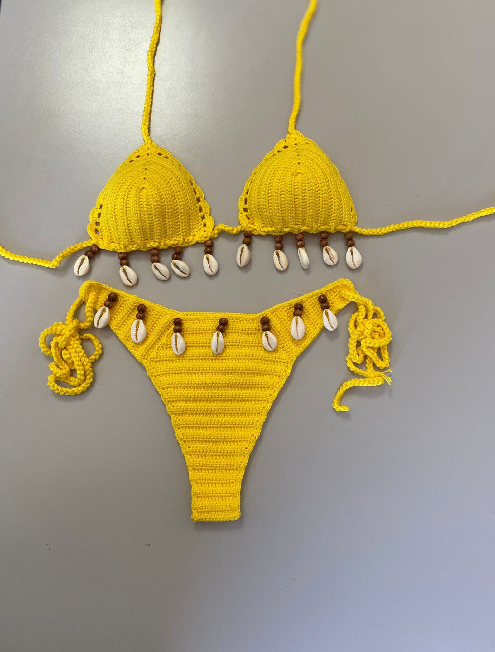 Crochet Bikini Set Yellow Bikini color 110 Sea Shells - Etsy