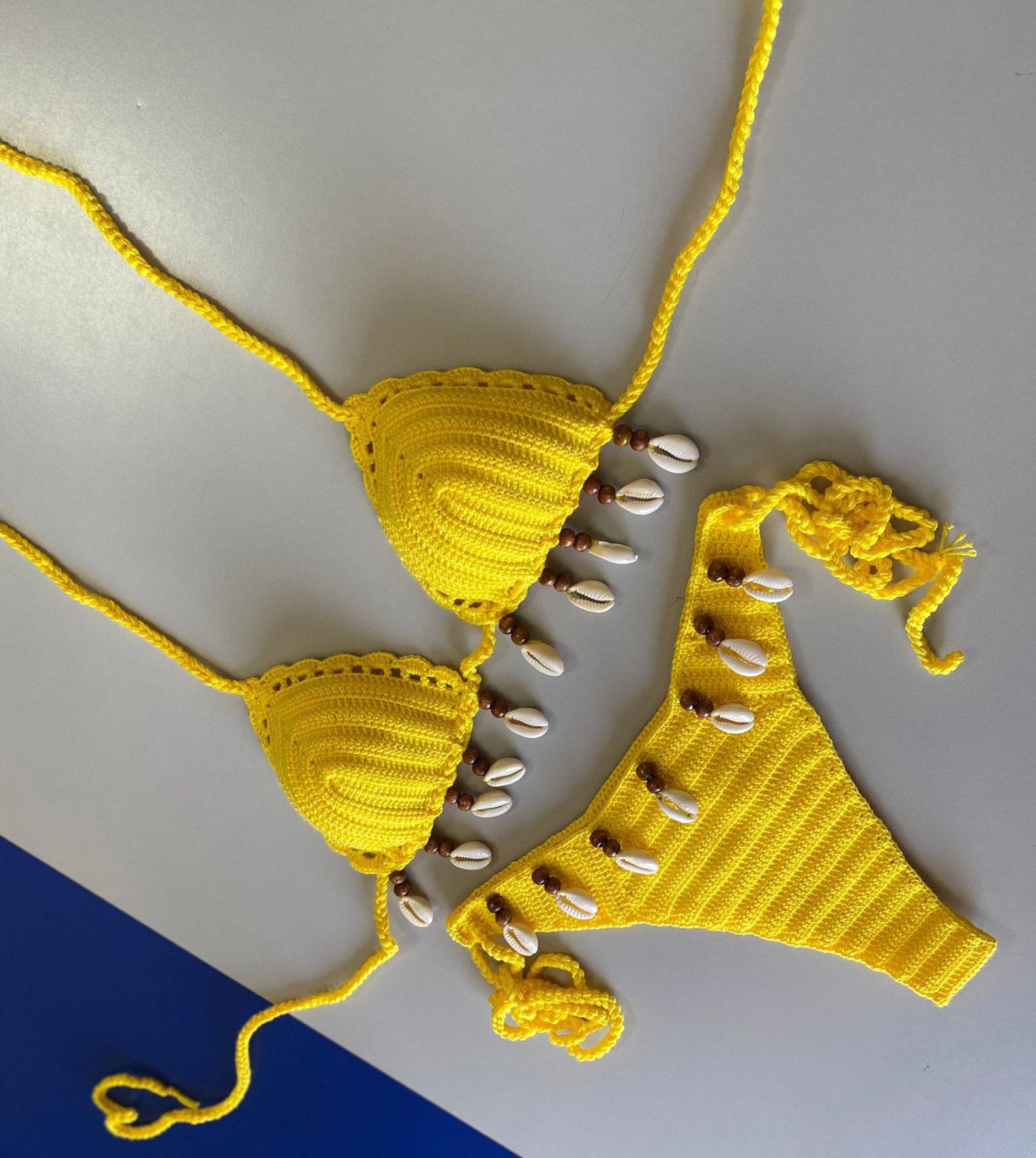 Crochet Bikini Set Yellow Bikini color 110 Sea Shells - Etsy