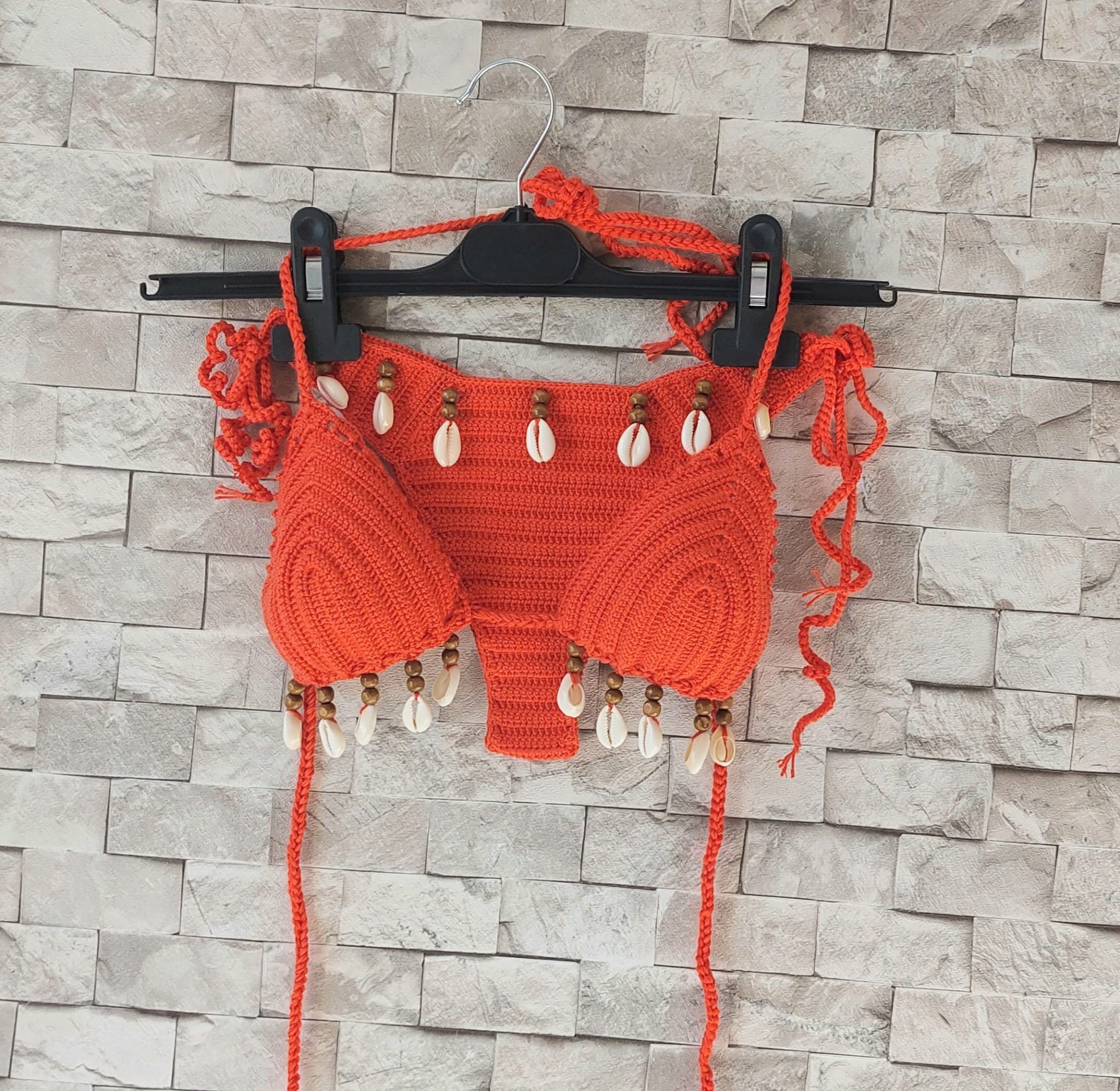 Crochet Bikini Set Orange Bikini Color 37 Sea Shells Etsy