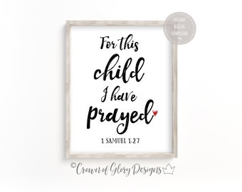 For This Child I Have Prayed Printableset of 2 Wall - Etsy