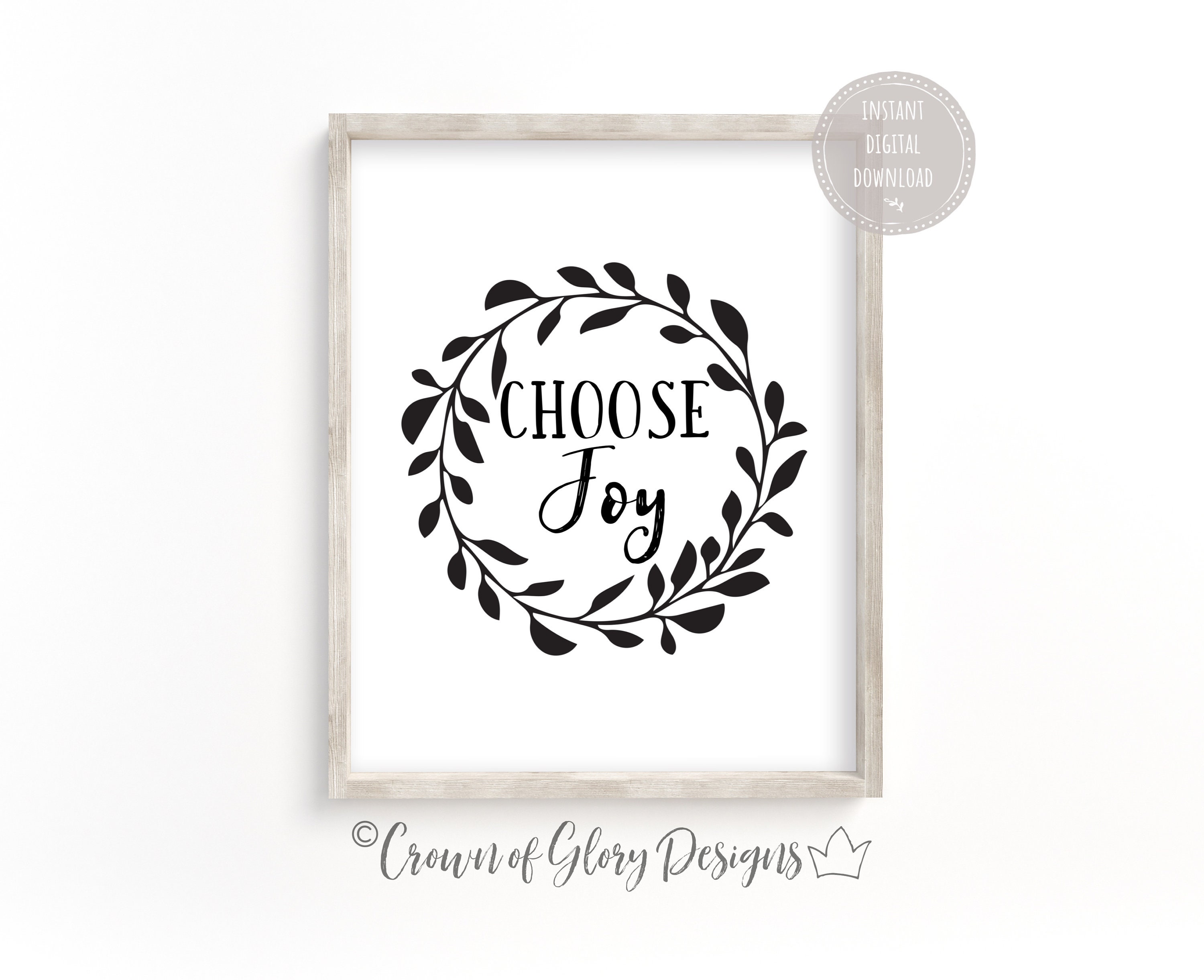 Choose Joy Printable Sign, Printable Quote, Farmhouse Wall Decor ...