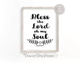 Bless the Lord Oh My Soul, Psalm 103, Bible Verse Art, Scripture Wall ...
