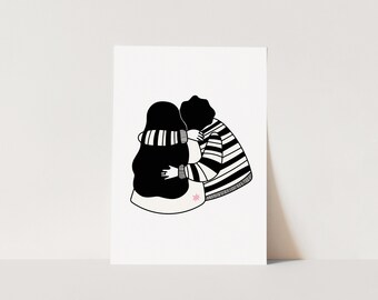 TOGETHER Art Print // Couple Illustration // Love // Hug - Etsy