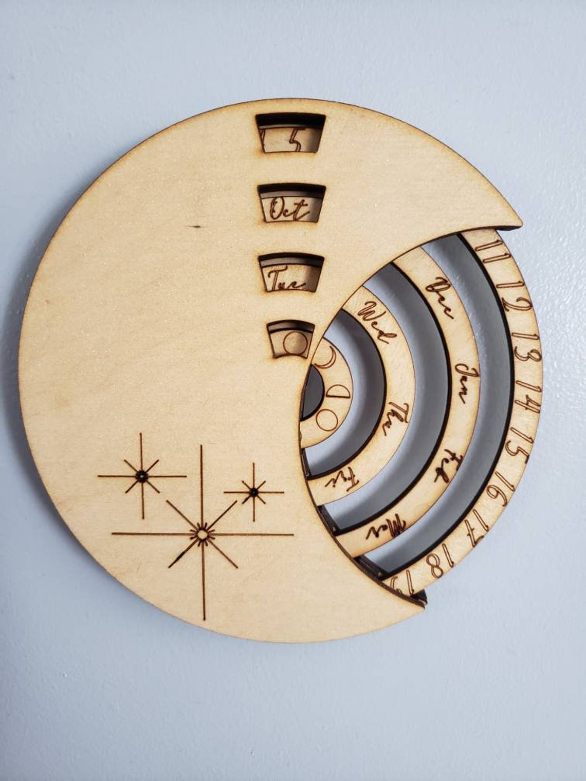 Perpetual Wooden Crescent Moon Calendar | Etsy