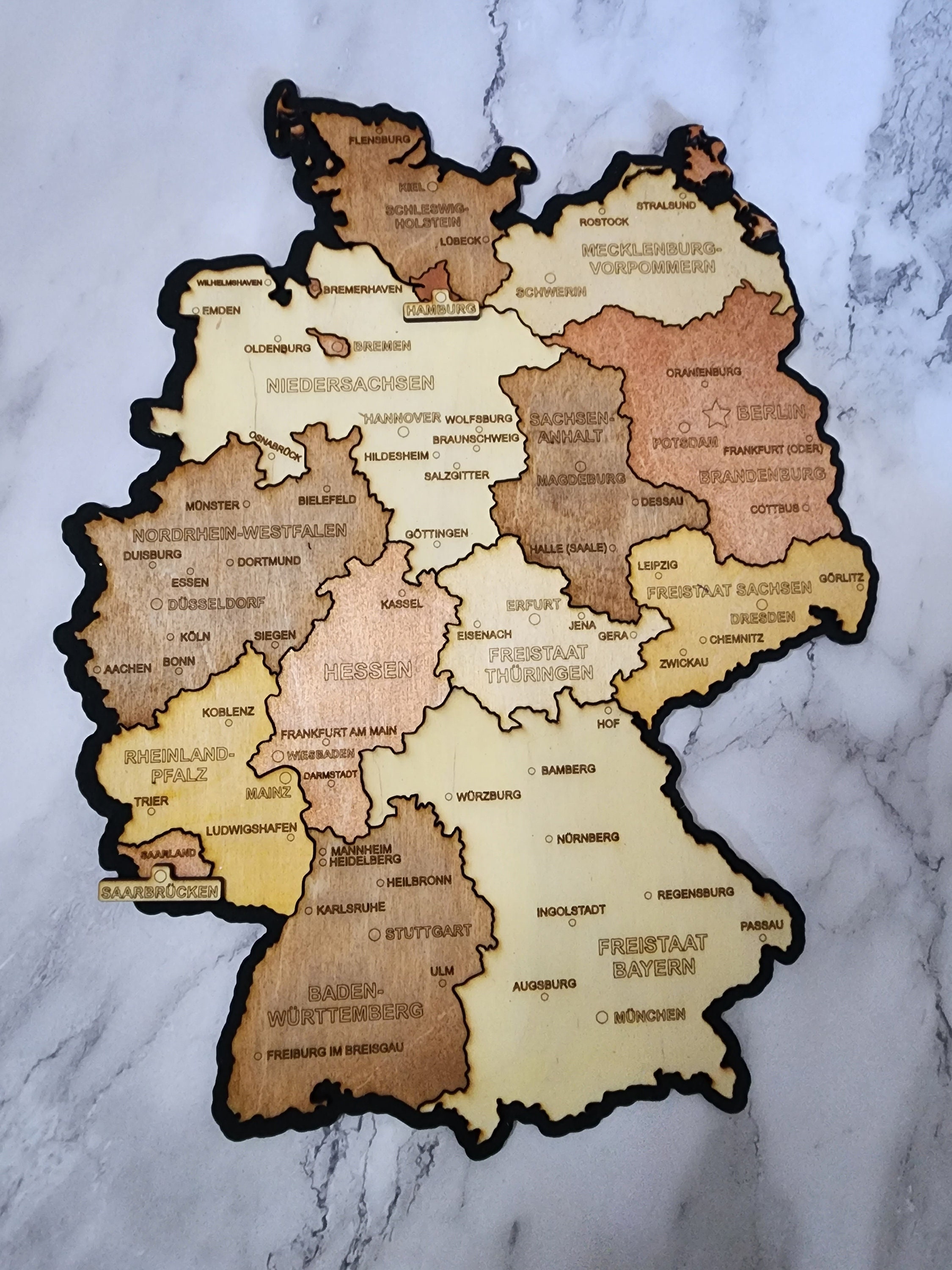 Germany Wooden Map - Etsy
