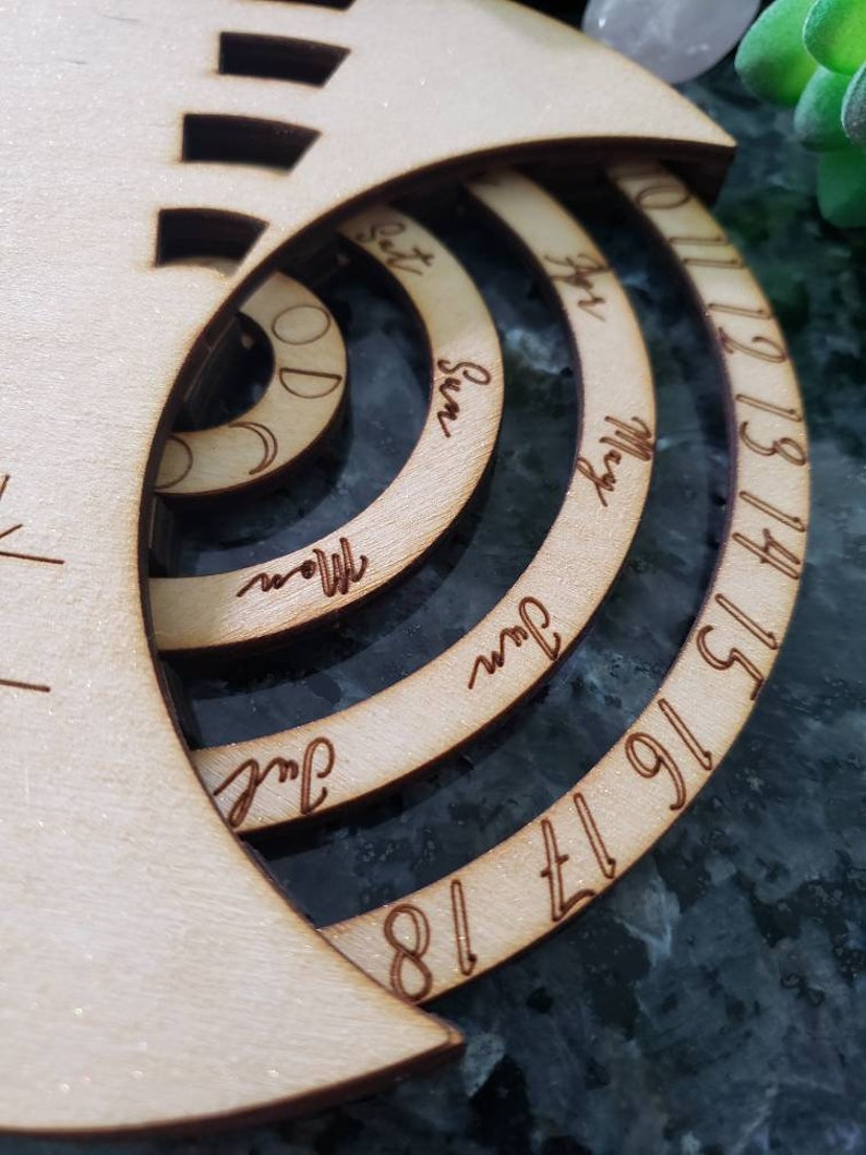 Perpetual Wooden Crescent Moon Calendar | Etsy