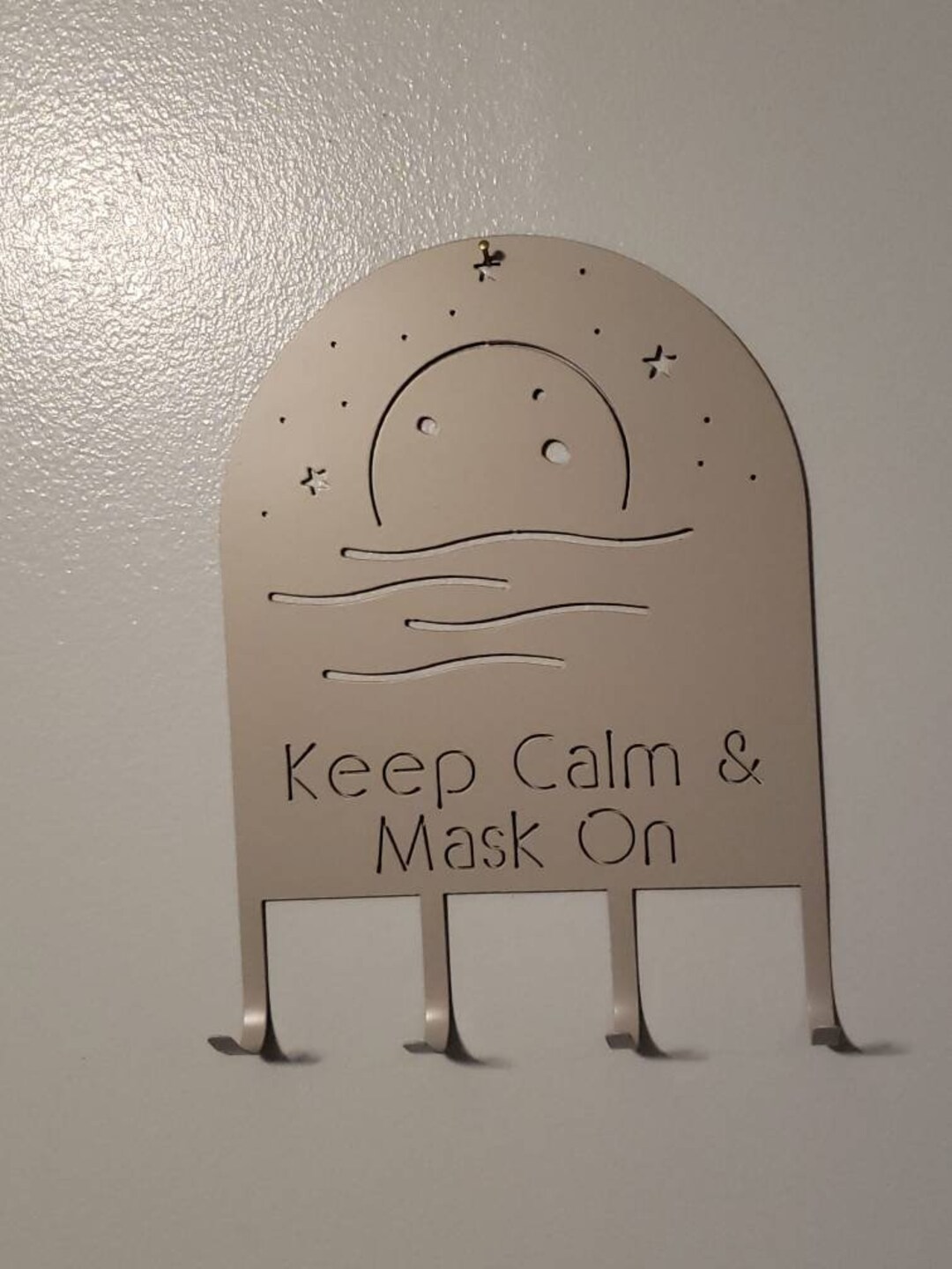 Keep Calm and Mask on Realistic Moon Grey Painted Steel Face Mask ...