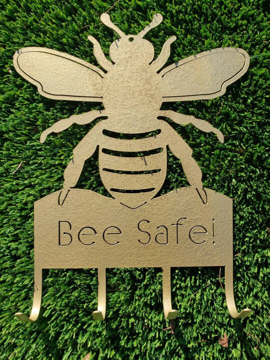 Bee Safe Gold Painted Steel Face Mask Organizer and Wall Hanger and ...