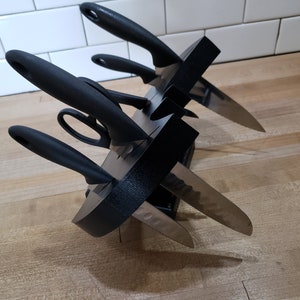 Bat Kitchen Knife Block Solid Hardwood 5 Knifes & Scissors Included ...