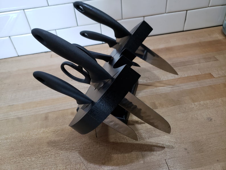 Bat Kitchen Knife Block Solid Hardwood 5 Knifes & Scissors - Etsy