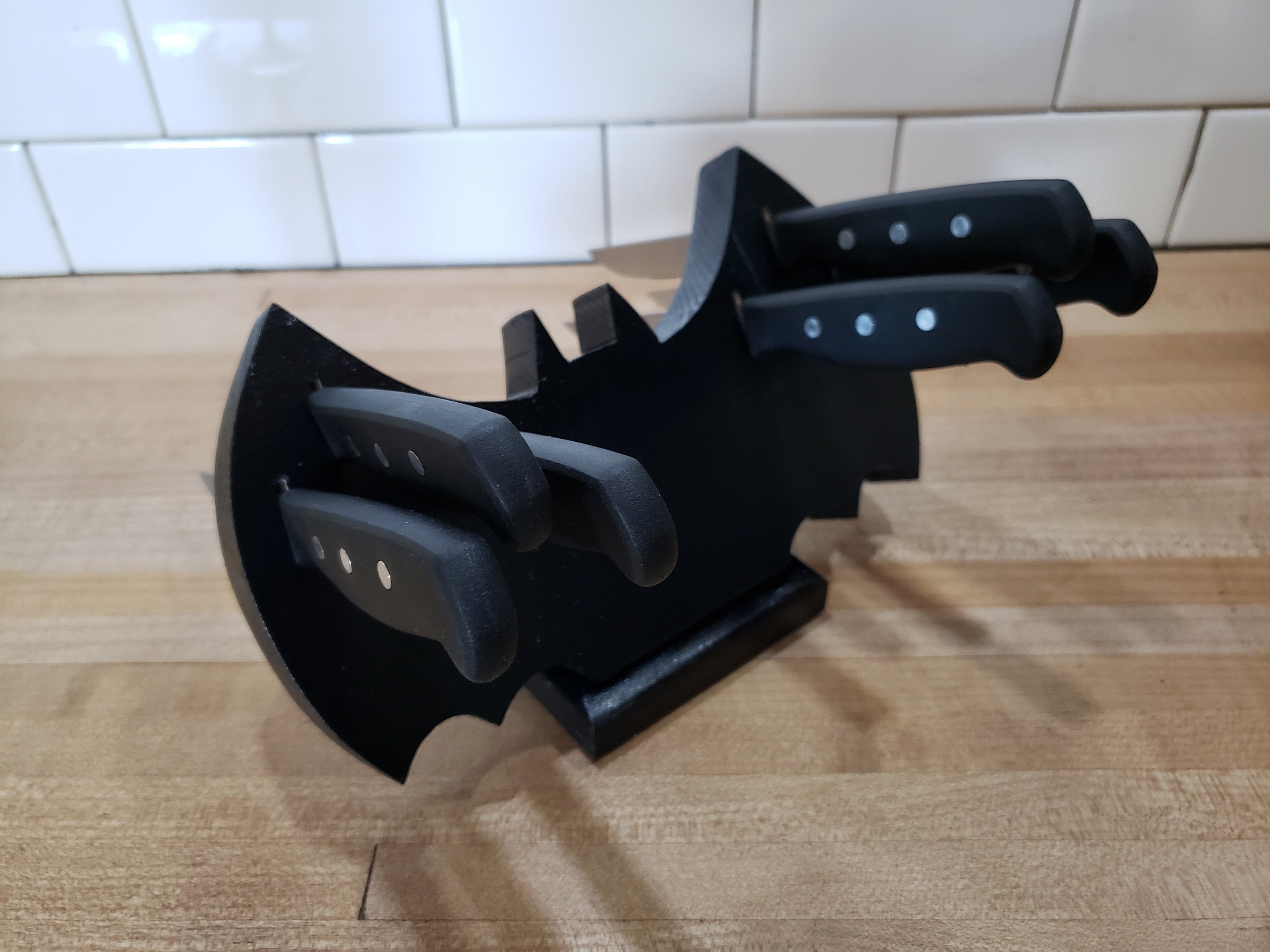 Bat Steak Knife Block Solid Hardwood 6 Knifes Included If | Etsy