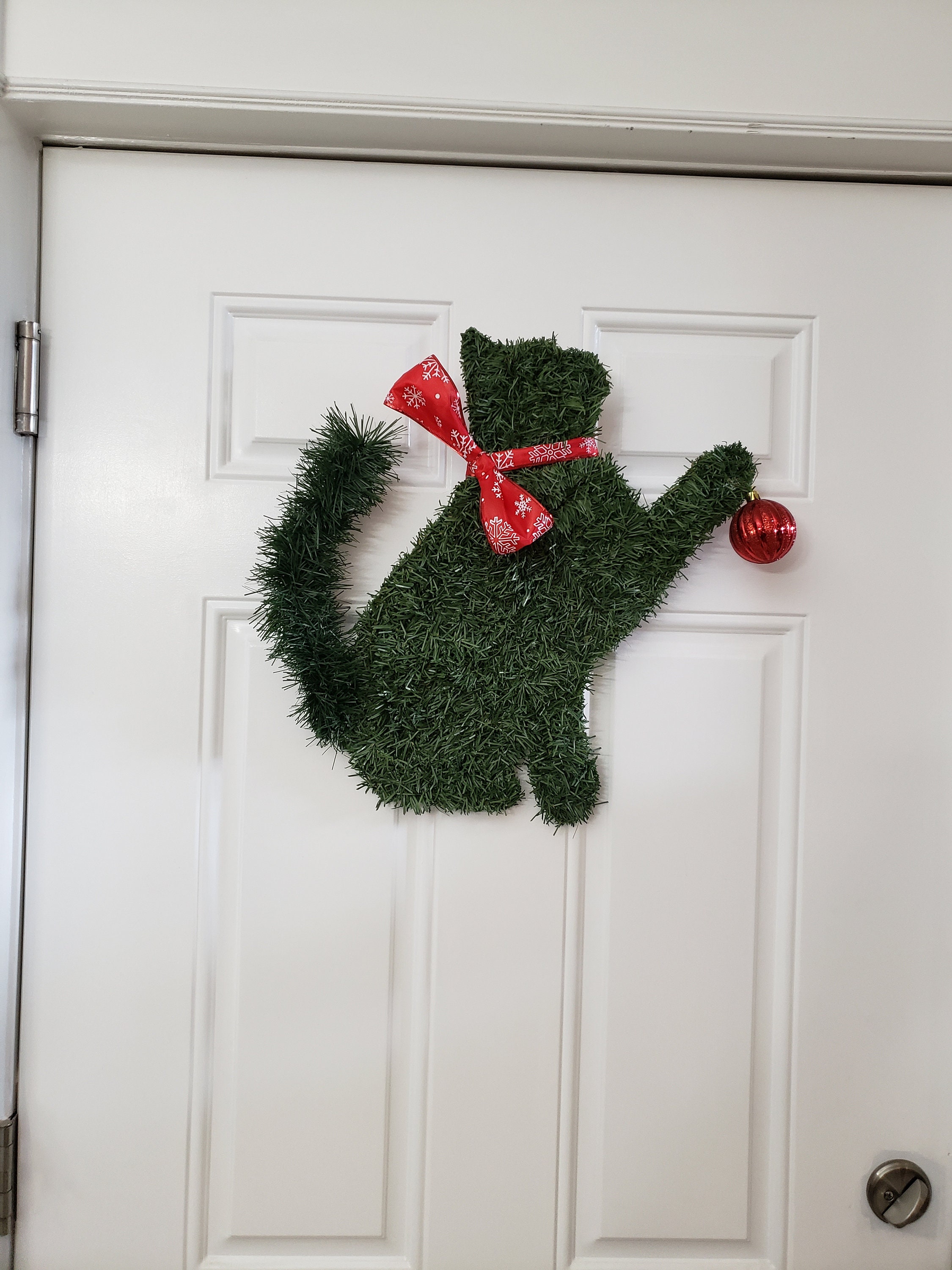 Cat Christmas Wreath Kitty X-mas Handmade | Etsy