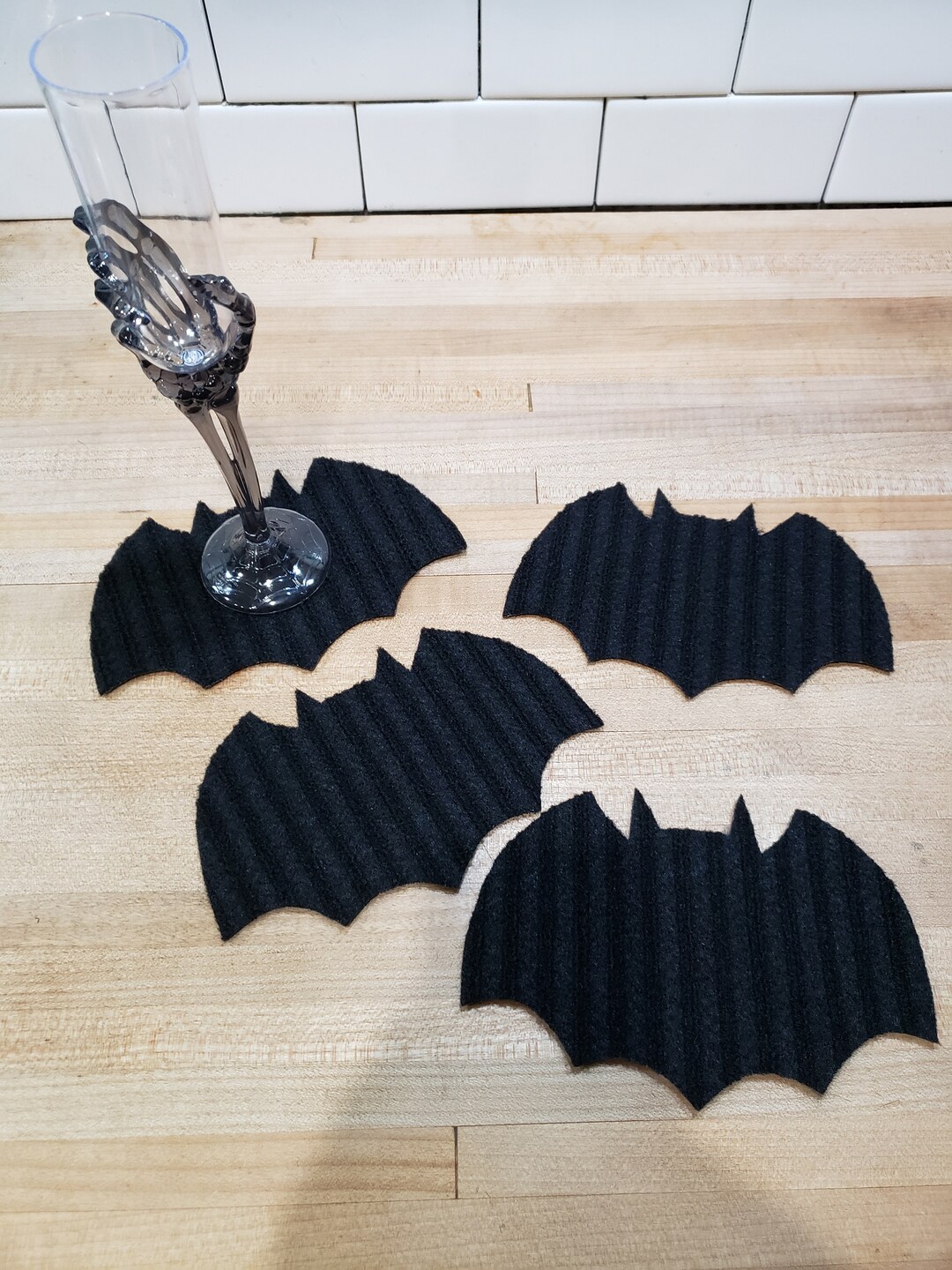 4 Bat Coasters Handmade Vampire Goth Halloween Dinner Table Spooky ...