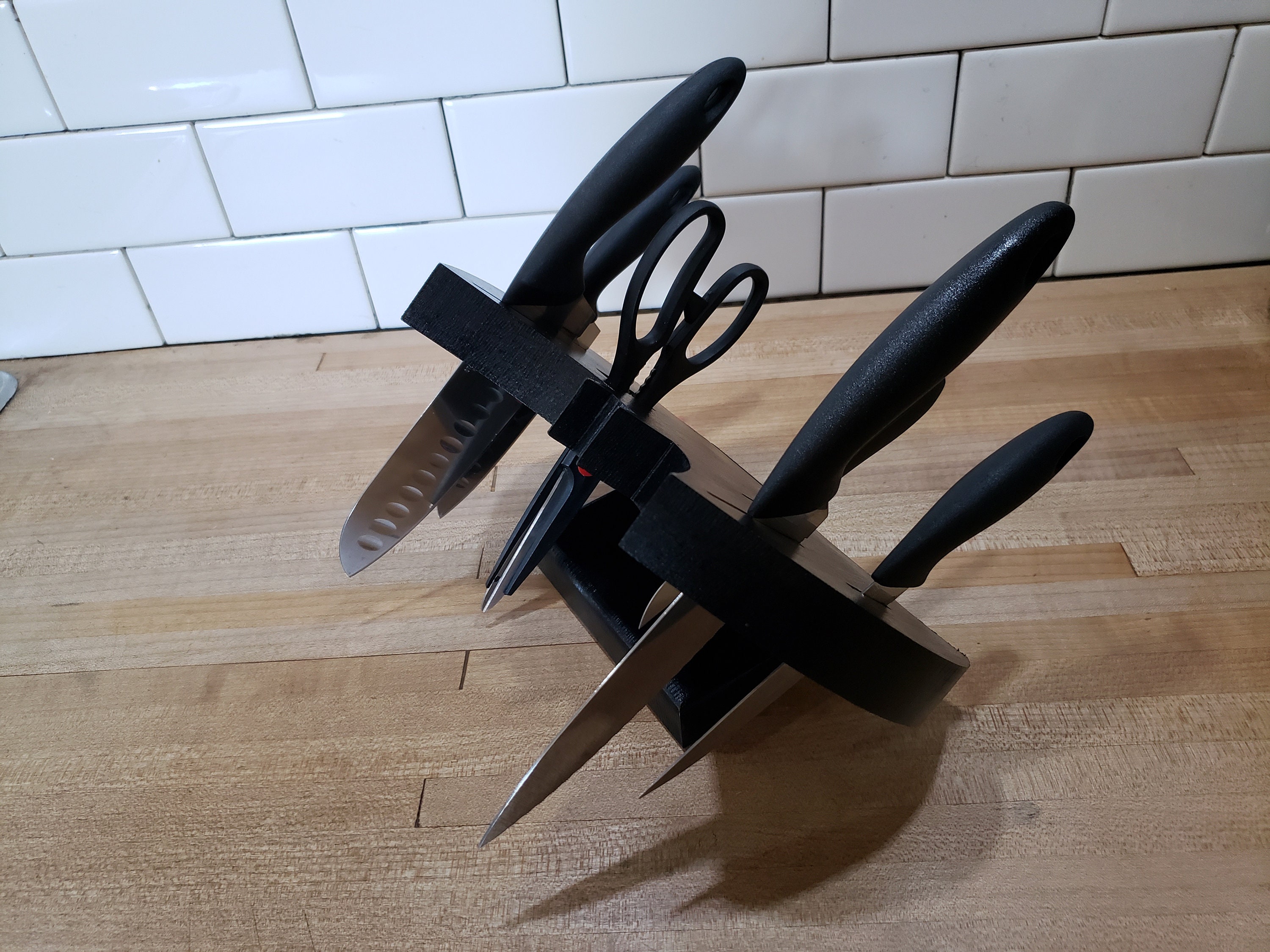 Bat Kitchen Knife Block Solid Hardwood 5 Knifes & Scissors - Etsy
