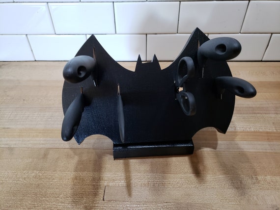 Bat Kitchen Knife Block Solid Hardwood 5 Knifes & Scissors | Etsy
