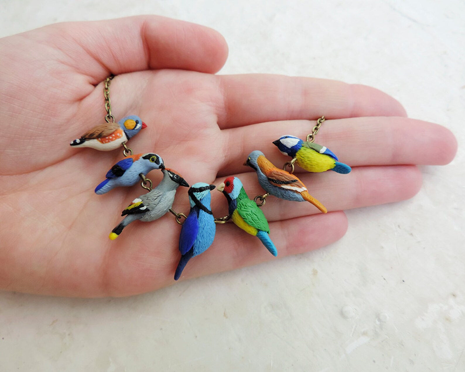 Colored Birds Necklace Bird Lover Gift Tiny Bird Jewelry Birds Charm ...