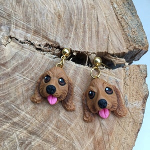 Custom Personalized Cocker Spaniel Dog Dangle Earrings, Portrait Pet ...