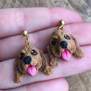 Custom Personalized Cocker Spaniel Dog Dangle Earrings, Portrait Pet ...