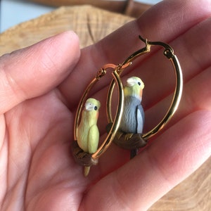 Cockateil Parrot Hoop Earrings, Parrot Earrings, Birds Earrings ...