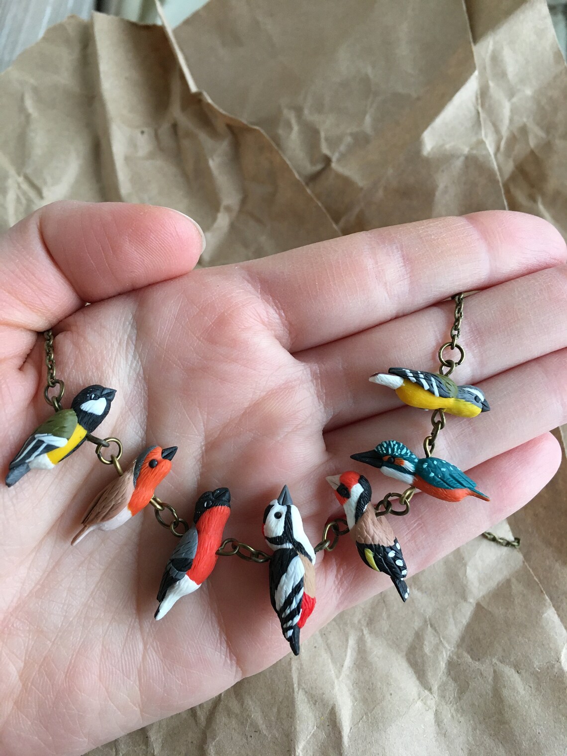 Little Birds Necklace, Birds Jewelry, Colorful Birds, Polymer Clay ...