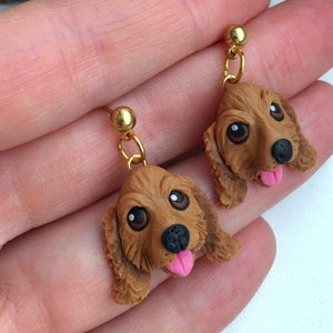 Custom Personalized Cocker Spaniel Dog Dangle Earrings, Portrait Pet ...