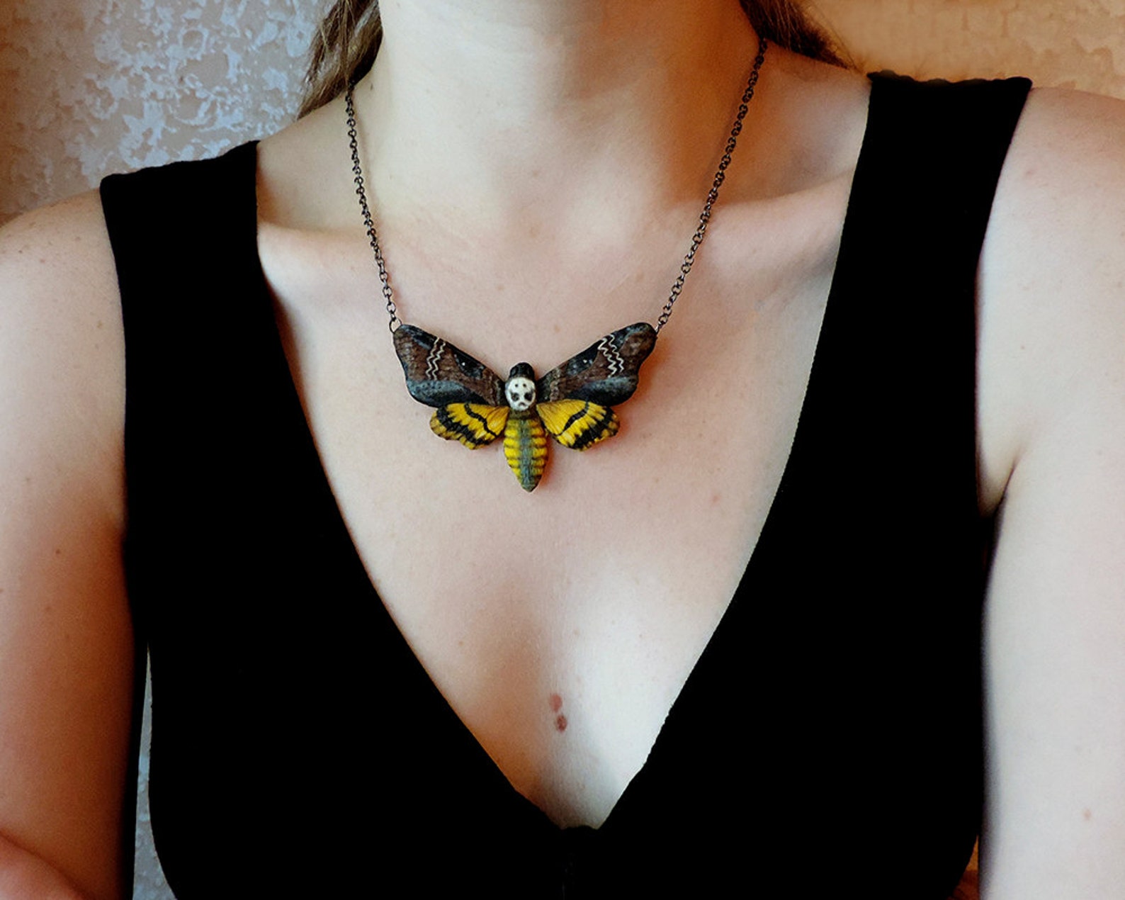 Death's Head Moth Necklace, Large Hawk Moth Necklace, Butterfly ...